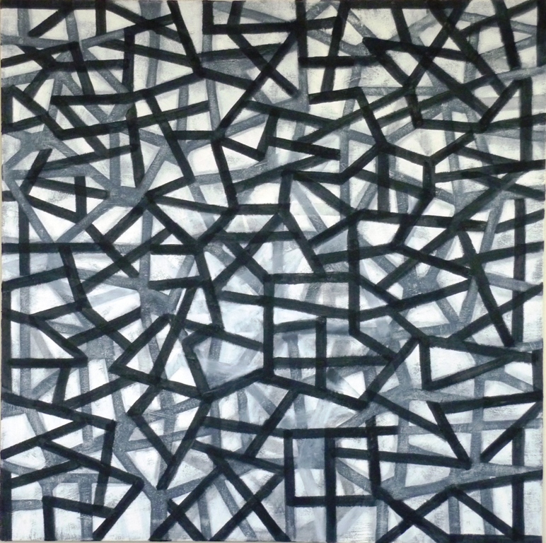 Space Structure 3ft x3ft oil on canvas black gray white 01.JPG